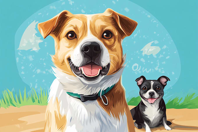 Draw pet portrait into cartoon vector by Alimaning | Fiverr