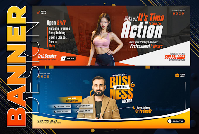 Design website banner, facebook cover, youtube, twitter, linkedin ...