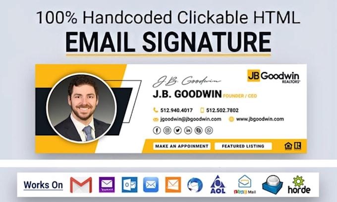 Design and code clickable html email signature, business card by ...