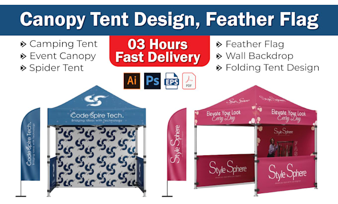 Custom design canopy tent, feather flag for you by M_sufyan2002 | Fiverr
