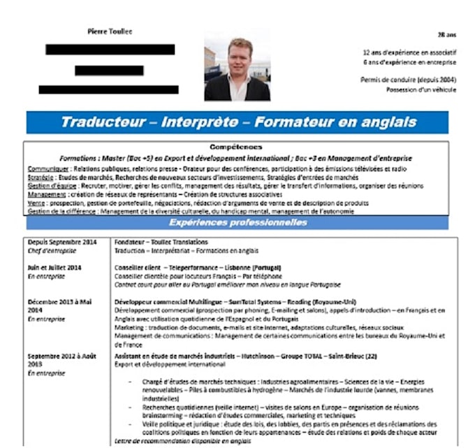 Write professional cv and cover letters in french or english by Pierret ...