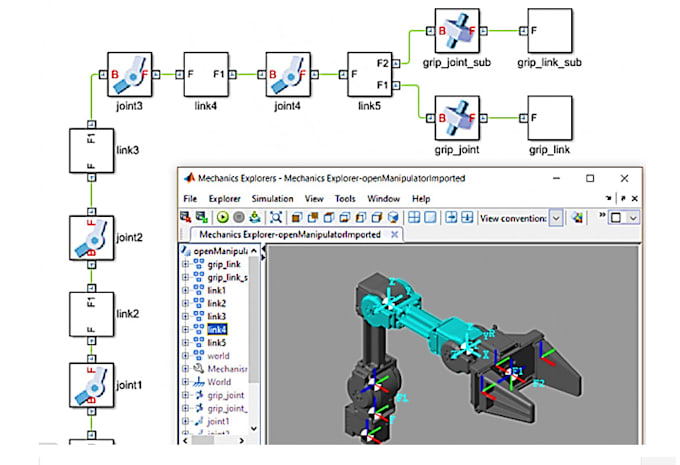 Do robotics kinematics and dynamic model to simscape by Safetyengr | Fiverr