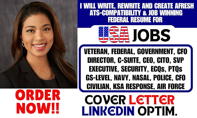 Write federal, ksa military, executive government, veteran, usajobs, irs resume by Mide ...