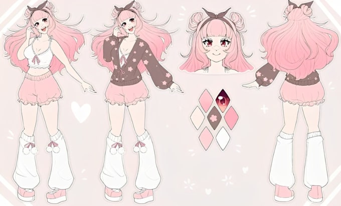 Draw character sheet anime character reference sheet for your original ...