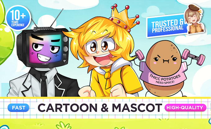 Draw cute mascot and cartoon character by Agungsugiarto | Fiverr