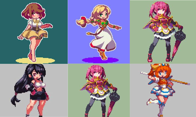 Create pixel art animation,pixel art character,8 bit, sprite sheet, for ...