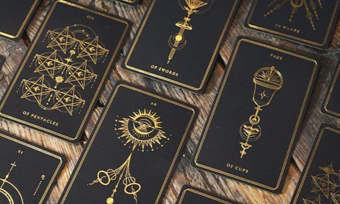 Draw tarot card oracle cards zodiac playing card game box illustration ...