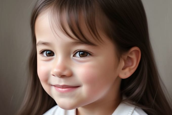 Draw children digital portrait art in oil painting from photo by ...
