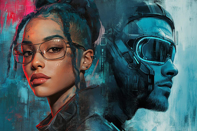 Design stunning sci fi, cyberpunk, portrait art by Tamngton | Fiverr