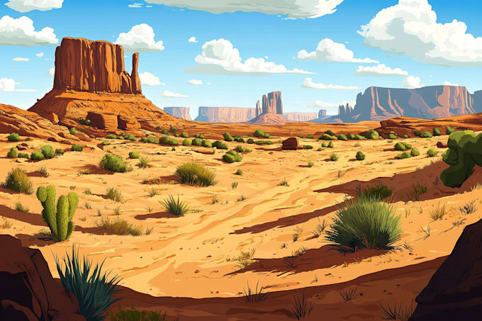 Draw a flat vector landscape illustration by Jakelinevens | Fiverr