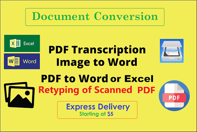 Convert pdf to word, pdf to excel, copy paste, data entry by Menub7 | Fiverr