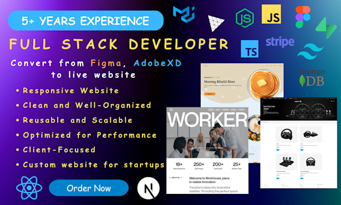 Build modern react js and next js website with tailwind css by Mrumer ...