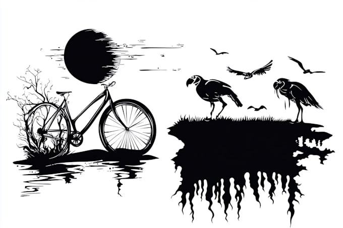 Draw awesome line art and silhouette vector illustration by ...