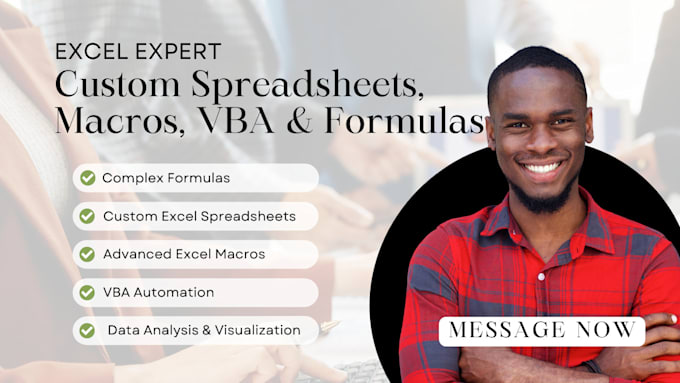 Be your microsoft excel expert for custom spreadsheets, macros, vba, and formula