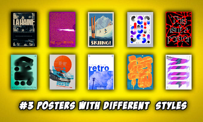 Create a vintage , futuristic posters with different styles by ...