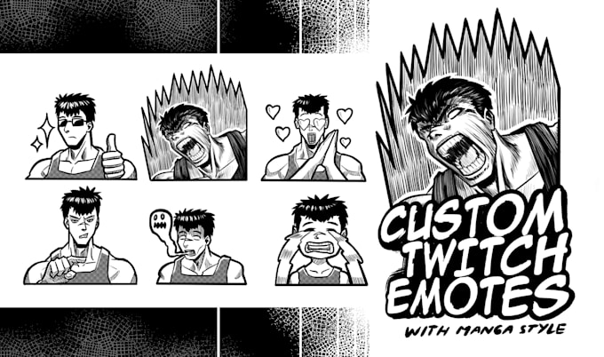 Create twitch emotes with manga style by Ayamkerens | Fiverr