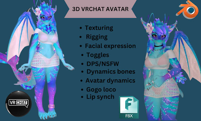 Create Vrc Avatar Vrchat 3d Avatar Furry Avatar Nsfw Character By