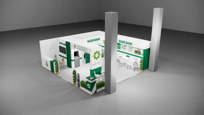 Create 3d trade booth, exhibition stand, stall, both, kiosk by ...