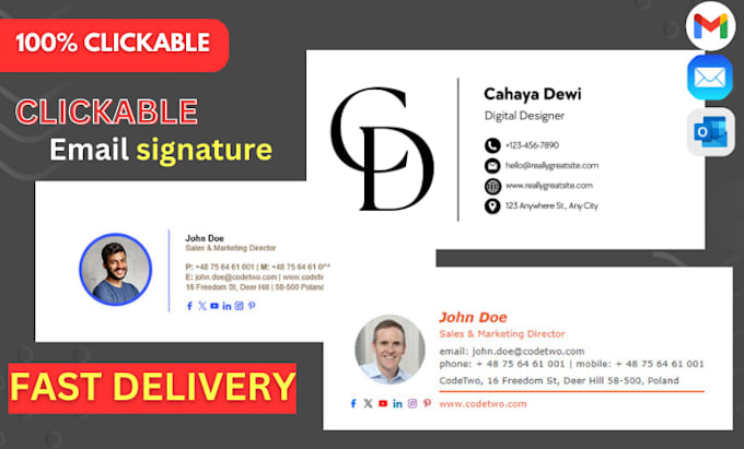 Design professional clickable html email signature by Nadia_hr | Fiverr