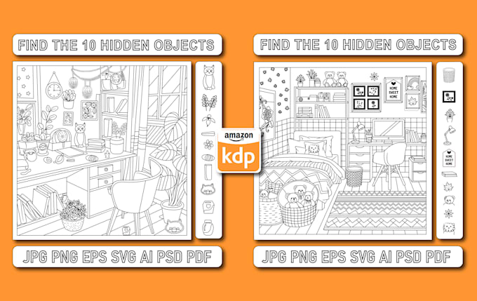 Draw unique hidden object coloring pages for kids and adults by ...