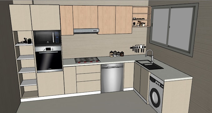 Design kitchens, wardrobes, furniture and provide 3d model and dxf file ...