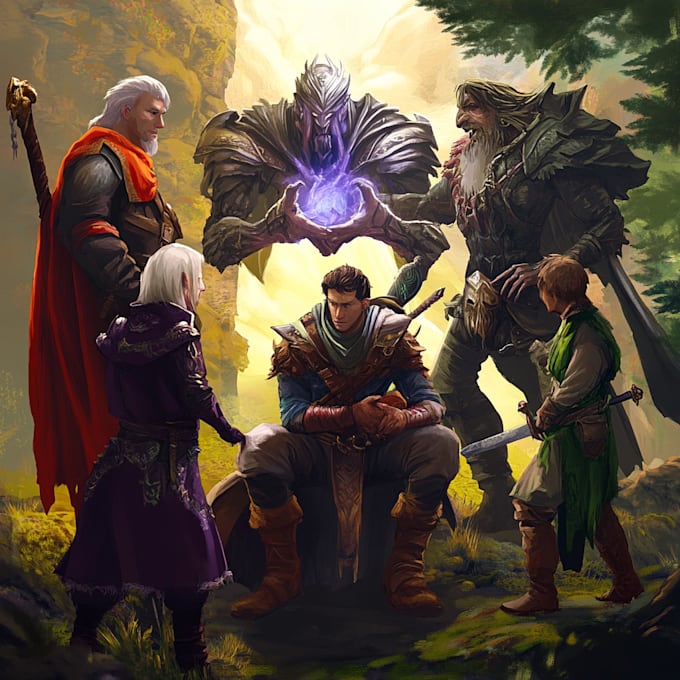 Do a character art, dnd party, group art, dnd character art by ...