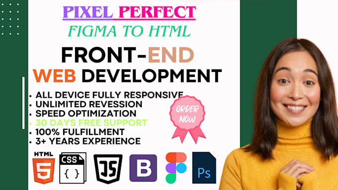 Convert figma designs to pixel perfect html css js frontend web development by Rahimhasan770 ...