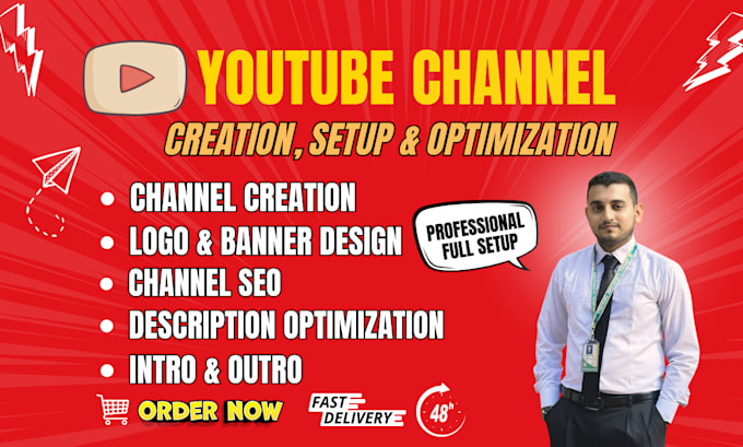 Create and setup professional youtube channel with logo banner and ...