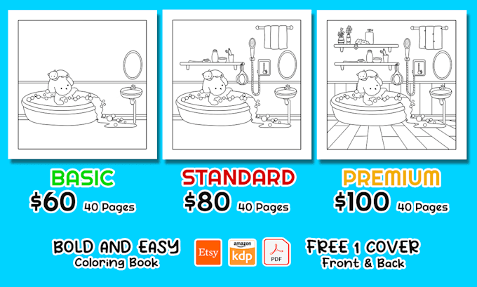 Draw bold and easy coloring book pages by Kindinarts | Fiverr