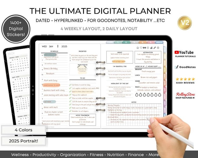 Design canva editable printable planner etsy hyperlinked kdp journal ...