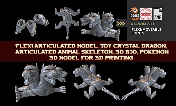 3mf or stl file 3d articulated model flexi articulated animal 3d ...