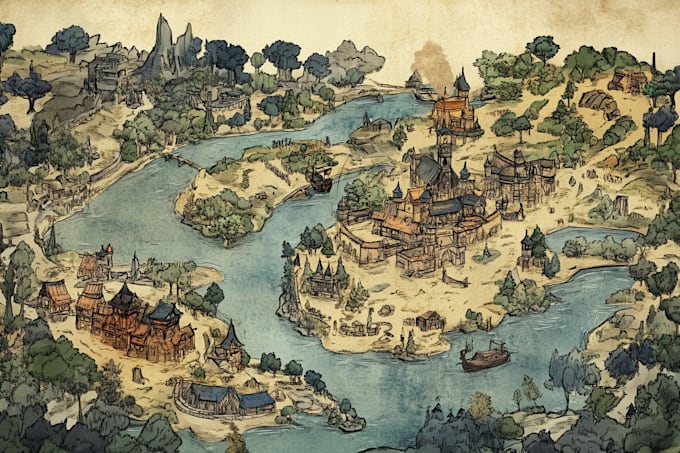 Draw a digital art fantasy map for your book by Afriamson | Fiverr