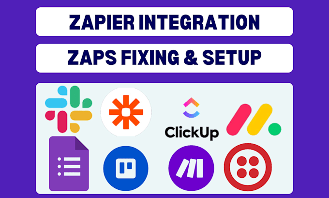 Setup or fix zapier zaps integromat make com integration automation webhooks by Crmshark | Fiverr