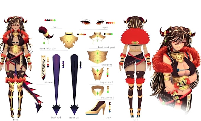 Draw character sheet reference for your original character vtuber live2d model by Bubakart | Fiverr