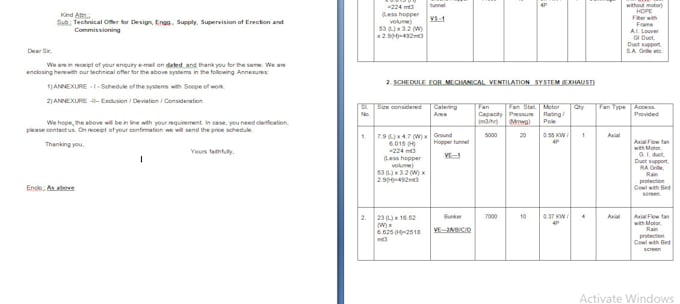 Make technical offer bid tender estimation boq in mechanical ...