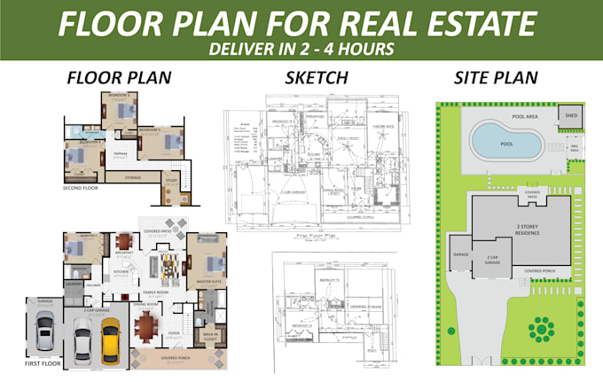 Draw or redraw 2d floor plan for real estate agent in 3 hour by ...