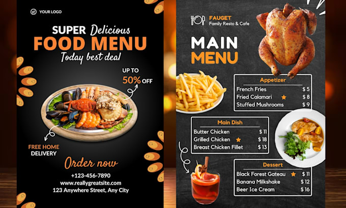 Design restaurant tv food menu restaurant rollup banner drink menu ...