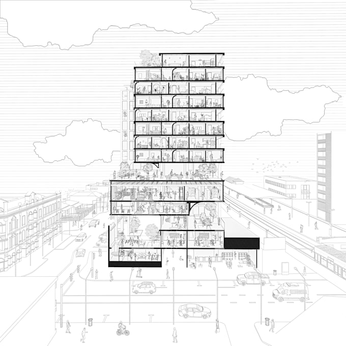 2d perspective section drawing by Makfard | Fiverr