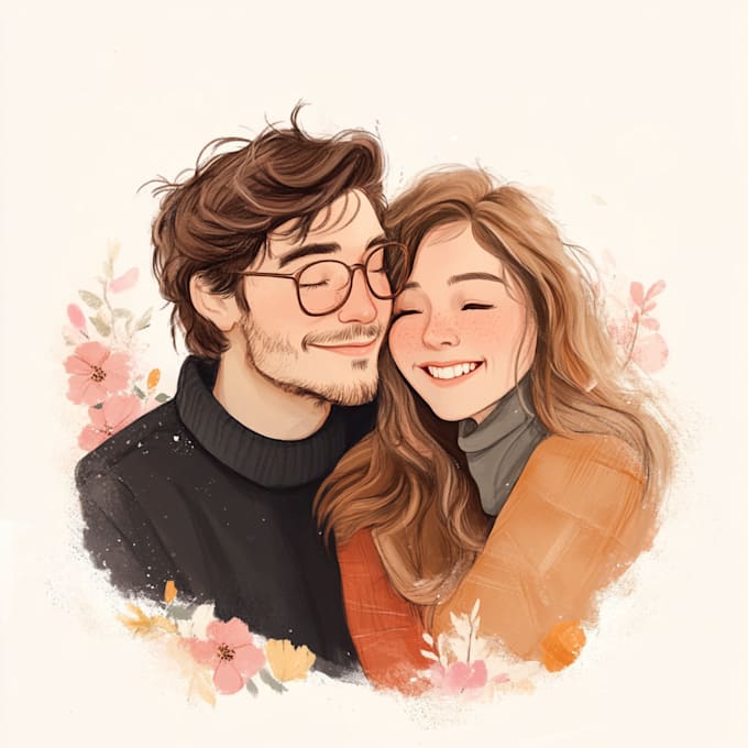 Draw couple portrait illustration from photo by Elegianatas | Fiverr