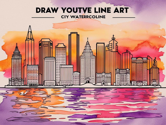 Draw creative line art city skyline with watercolors by Ianarkin | Fiverr