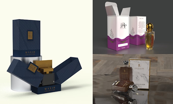 Design perfume packaging, box design and label with dieline by Qaf ...
