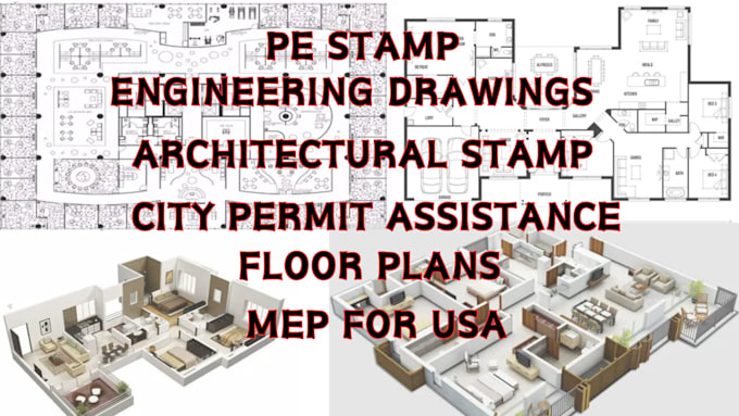 Do city permit architectural 2d floor plan, stamp, mep for florida and texas by Hoseni_chioe ...