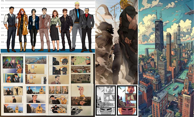Illustrate comic book graphic novel storyboard anime manga character ...