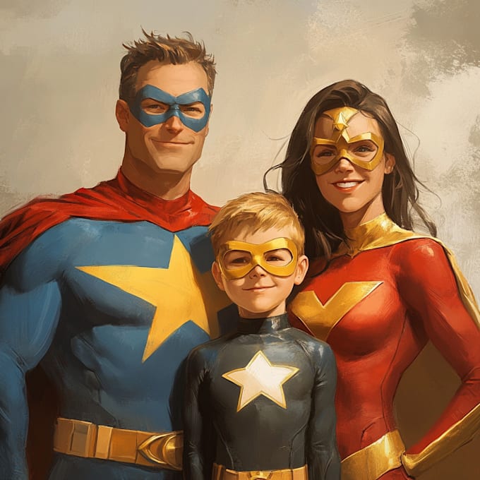 Design a family superhero portraits for you by Brianull | Fiverr