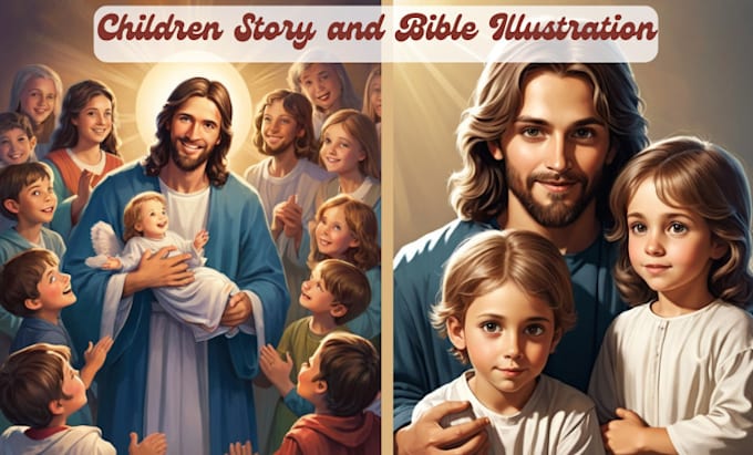 Illustrate christian children story book, kids book illustration, bible ...