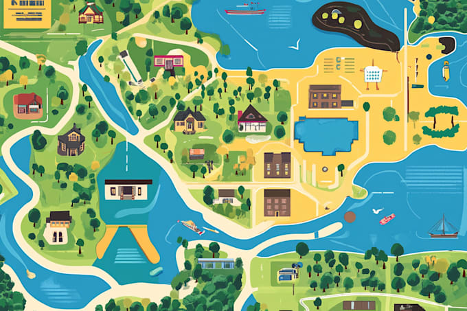 Draw vector map illustrations and location map by Tallahall | Fiverr