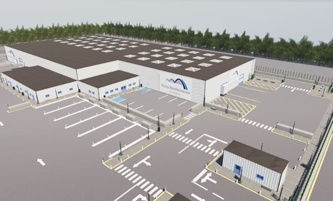 Make cgi 3d warehouse design, 3d industrial building with realistic ...