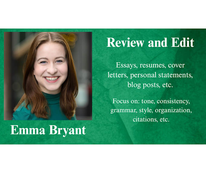 Review and edit papers to increase writing knowledge and flow by Emma ...