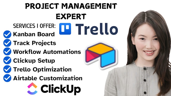 Setup kanban board track project automate workflows on clickup trello airtable by Unique_tech9 ...