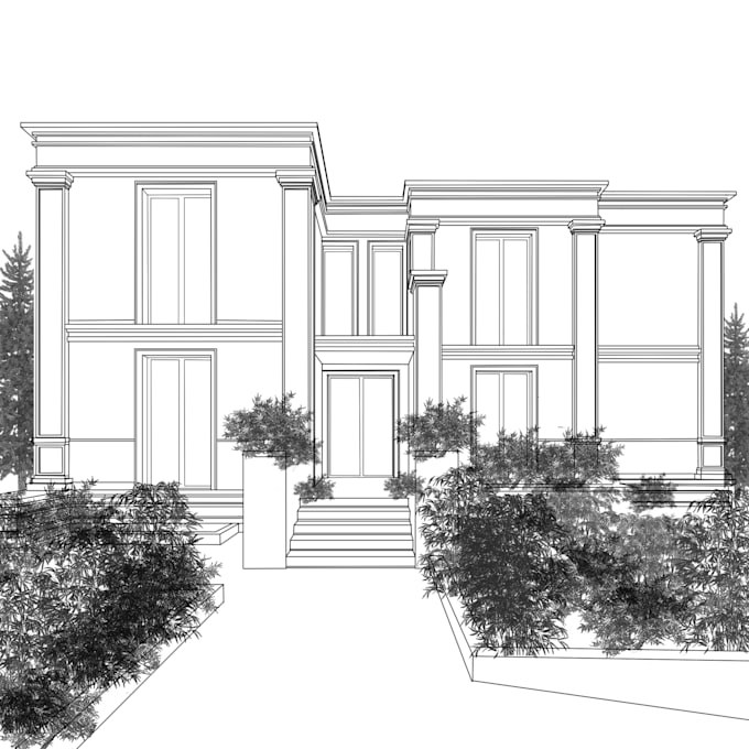 Make a detailed building line drawing by Paskal_thoma | Fiverr